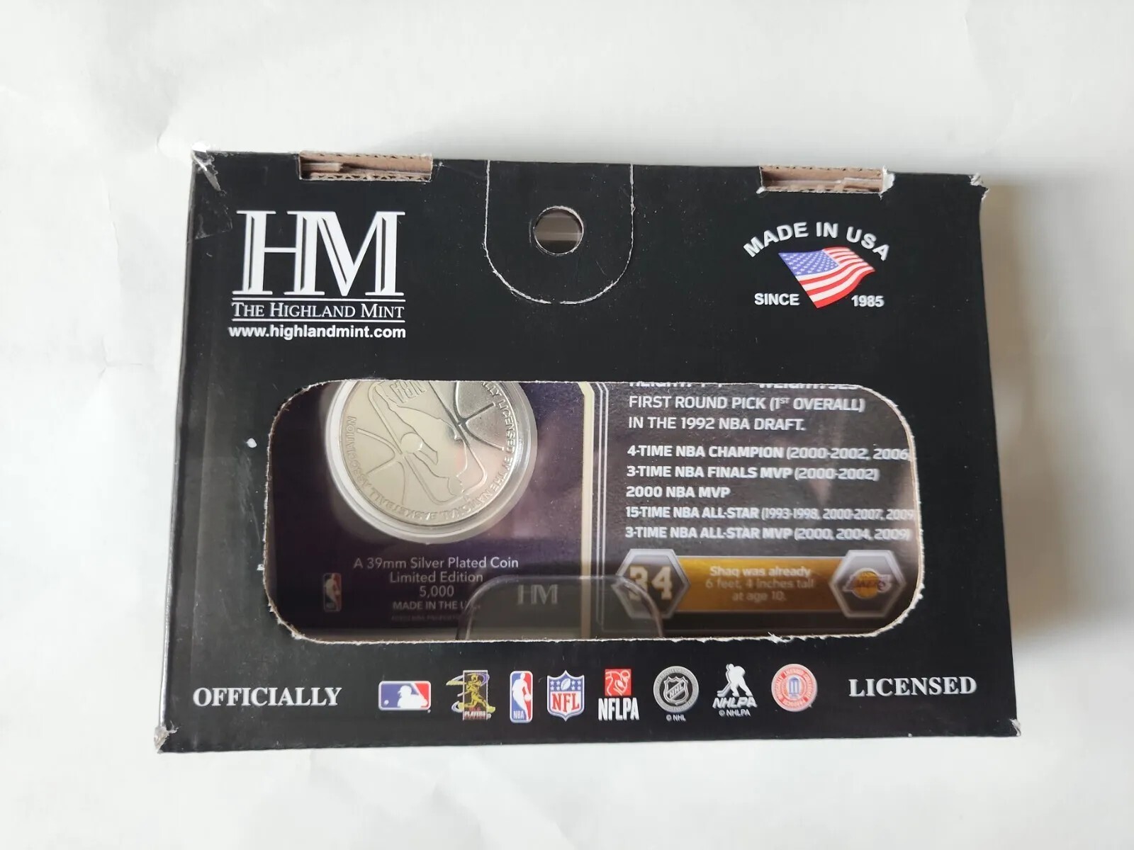 Highland Mint NBA Los Angeles Lakers Shaquille O'Neal Silver Coin Card ...