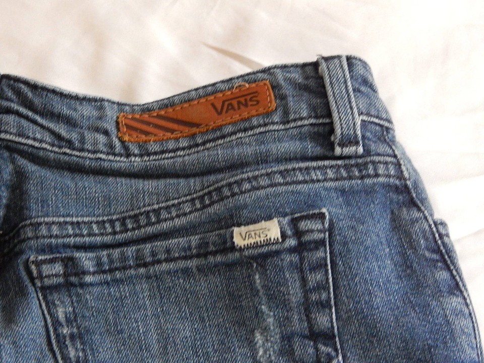 Vans Denim Low Rise Distressed Shorts Size 1 Vintage Mini Medium Wash ...