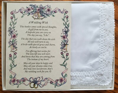 Bride Hankie Handkerchief Wedding Poem From Friend Gift Keepsake Favor ...