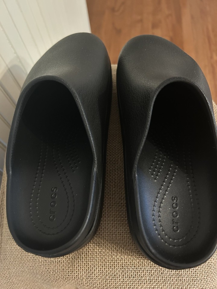 Crocs Dylan Platform Shoes Women's 8 Black Slip On Comfort Chunky Mule ...