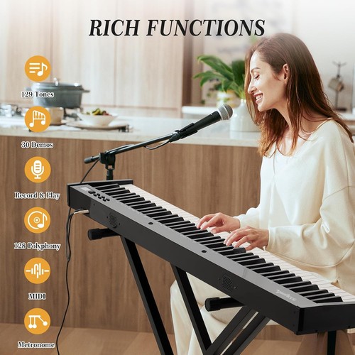 88 Key Electric Digital Piano Keyboard Weighted Key w/Pedal Power Stand ...