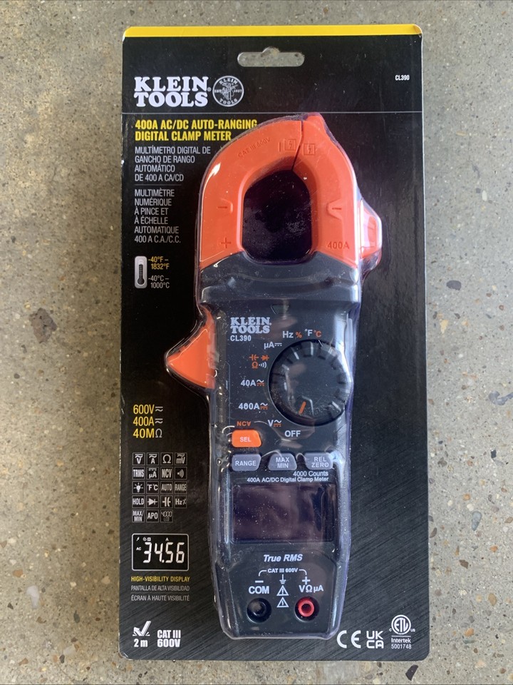 Klein Tools CL390 AC/DC Auto-Ranging Digital Clamp Meter True RMS 60 ...