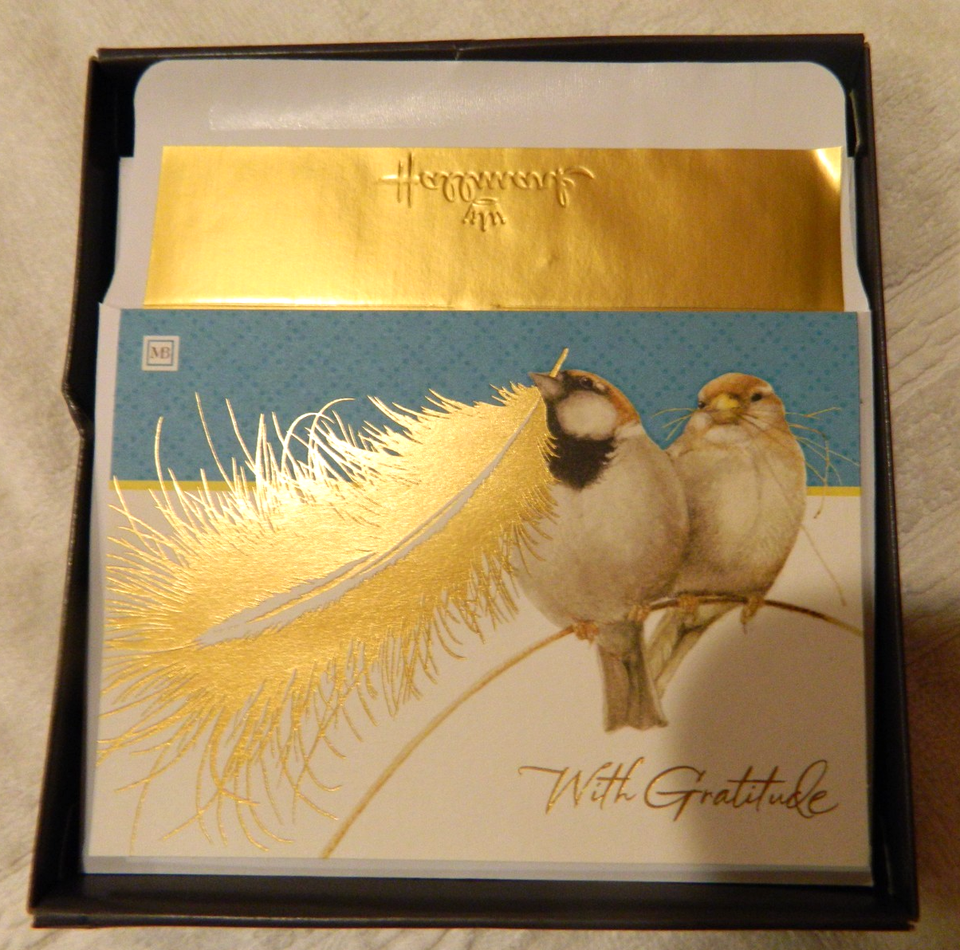 Marjolein Bastin 10 Hallmark Thank You Note Csrds Gold Turquoise Birds ...