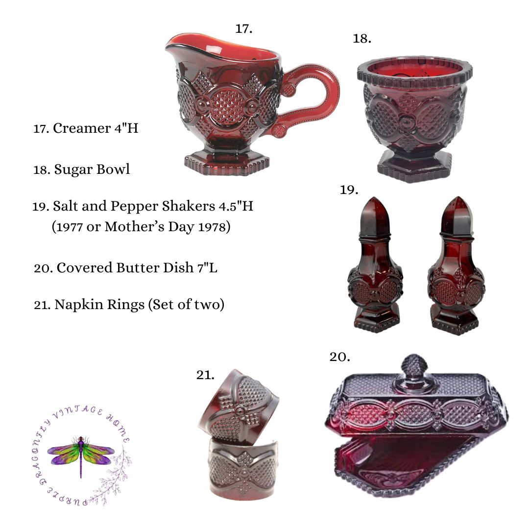 Avon 1876 Cape Cod Collection* Ruby Red Glass Dinnerware* Free Shipping ...