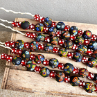 Vintage Red Skunk Eyes Mosaic Style Beads Strand GLASS BEADS Necklace ...