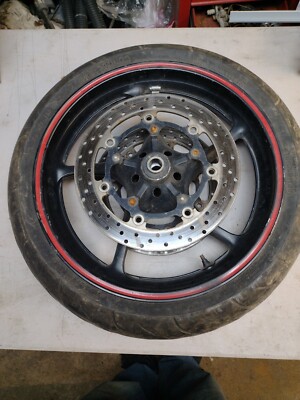 2003-05 04 YAMAHA R6 R6R Genuine OEM FRONT WHEEL RIM TIRE ROTORS BLACK ...