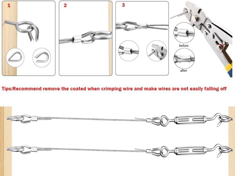 Guy Wire Rope Kit Trellis Wire Turnbuckles Cable Wire Stainless Steel ...