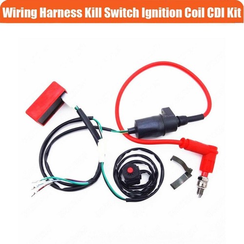 50-160cc Motorcycle Dirt Bike Wiring Harness Kill Switch Ignition Coil ...