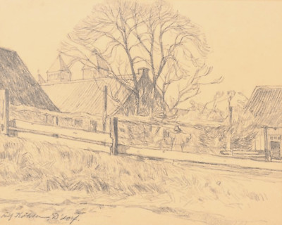 Pencil drawing edge of the village | Study by Fritz Köhler, Düsseldorf ...