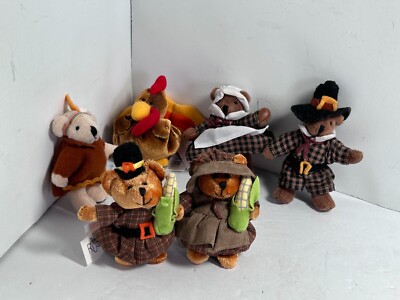 Russ Miniature Mini Bear Thanksgiving Fall Indian Pilgrim Stuffed Plush ...