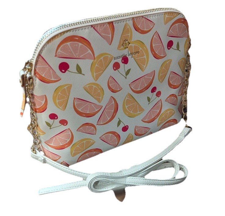 Nanette Lepore Citrus Fruit Cherry Crossbody Bag Purse White Fun Gold ...
