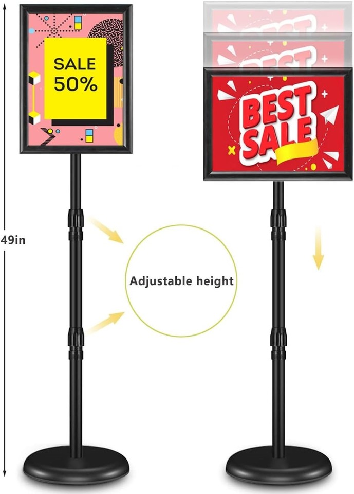 Adjustable Sign Holder Stand 8.5x11 inch, Floor Standing Sign Holder ...
