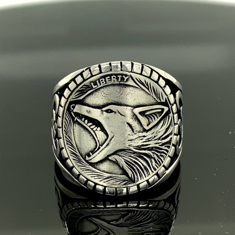 925 Silver Handmade Men Wolf Head Signet Ring | eBay