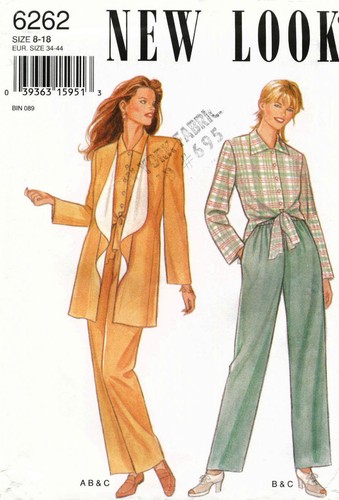 VTG New Look Misses' Jacket,Shirt&Trousers Pattern 6262 Size 8-18 | eBay
