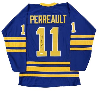 Gilbert Perreault Blue Buffalo Sabres #11 HOF 90 Signed Custom XL ...