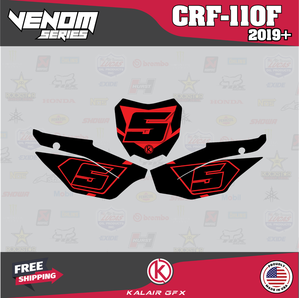 Graphics Kit for HONDA CRF110F CRF110 (2019-2024) Venom- Red Shift | eBay