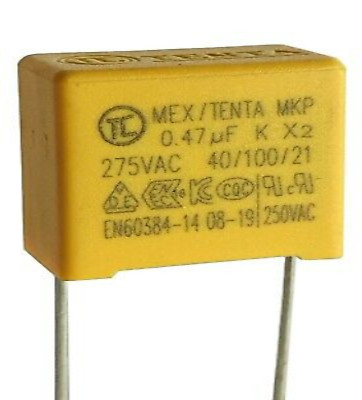 0.47uF 275Vac X2 Safety Capacitor 470n 474K 40/100/21 Pitch 22mm-Mains ...