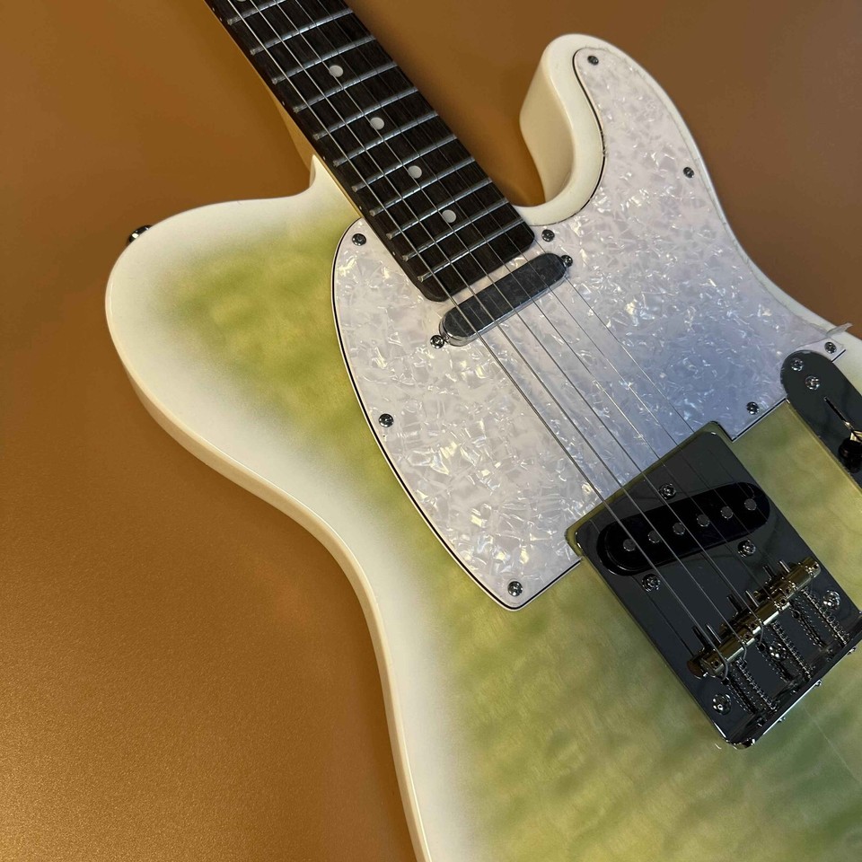 Light Green Quilted Maple Venner TeLe Electric Guitar White Pearl ...