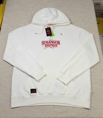 QUICKSILVER Stranger Things Hoodie Upside Down Fleece Sweater White Red ...