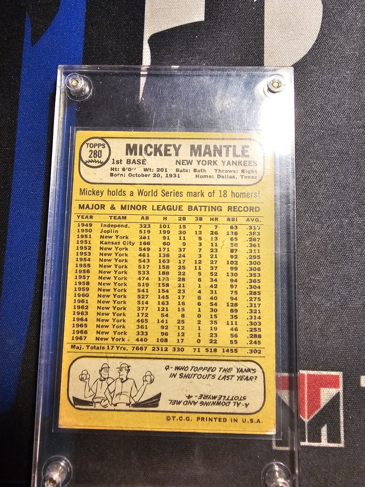 Mickey Mantle Of The 1968 New York Yankees, Playing 1st Base For The ...