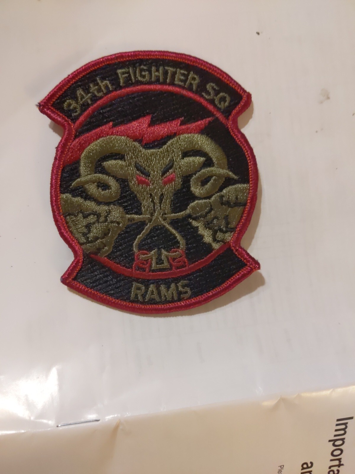 USAF 34th Fighter Squadron Patch HILL AFB UT 3 1/2 X 2 3/4 Inch | eBay