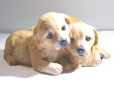 Homco Masterpiece Porcelain 1987 Labrador Retriever Puppy Dogs Figurine ...