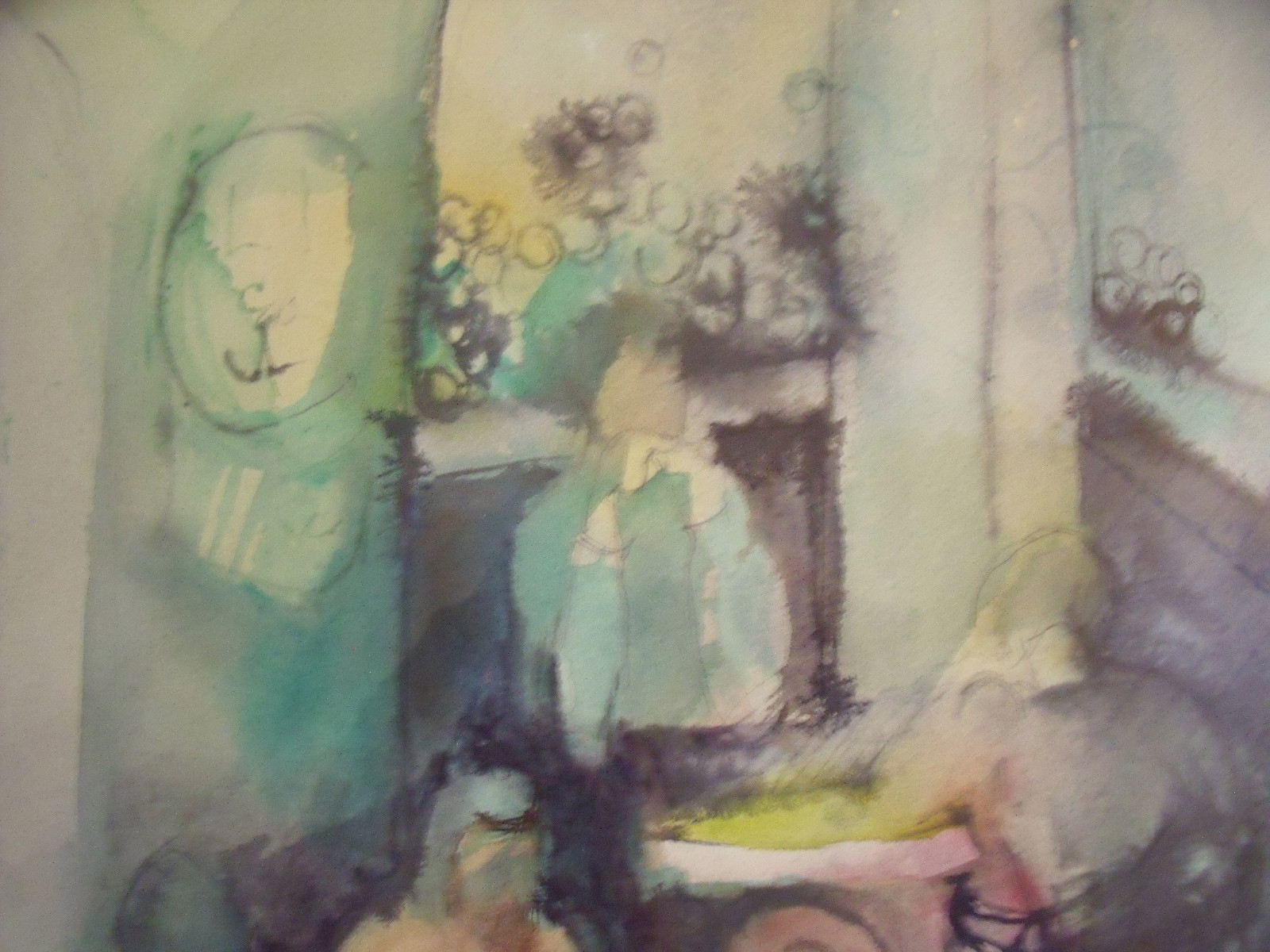 KAREN BRUSSAT BUTLER (AMER) “THE RATH” WATERCOLOR CA 1980 SIGNED CUSTOM ...