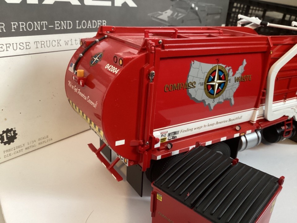 UNOPENED First Gear COMPASS WASTE 1:34 MACK Front-End Load Garbage ...