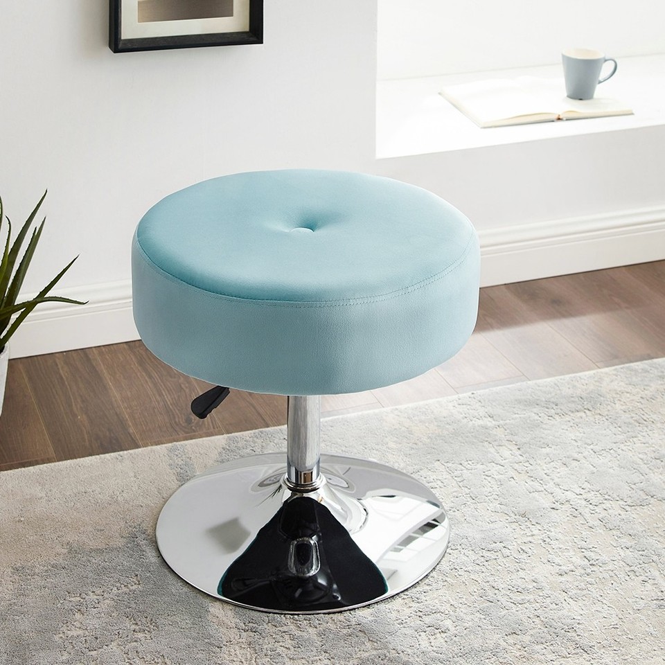 Round Swivel Velvet Stool Gas Lift Dressing Table Chair Vanity Stool ...