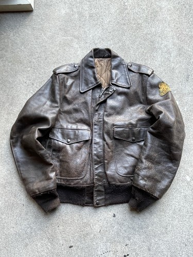 true vintage 50s leather craft process military jacket EMAR zipper ...