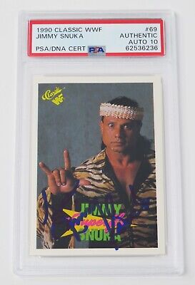 Jimmy Snuka Superfly WWF WWE Signed Autograph 1990 Classic Card 69 PSA ...