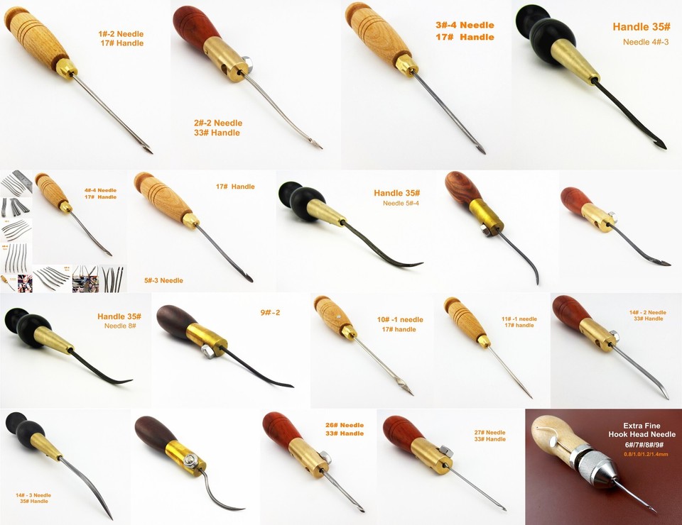 3pcs Needle Leather Craft Shoemaker Cobbler Sewing Stitching Hook Awl ...