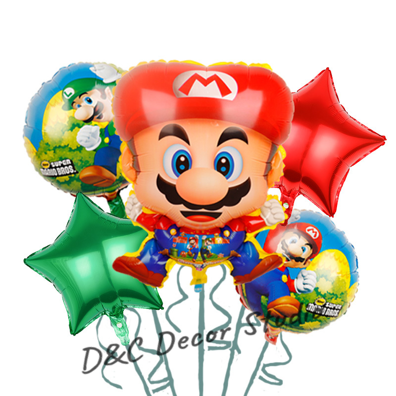 SUPER MARIO Foil Balloons Happy birthday banner Kids GAME party decor ...