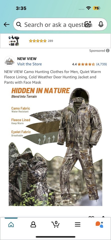 🆕 Camo Hunting Outfit Warm Fleece Lining Cold Weather Hunting Jacket ...