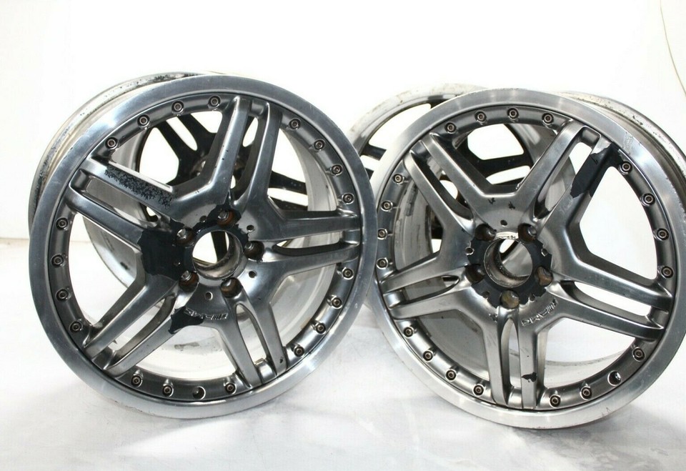 2005-2006 MERCEDES S65 CL65 OEM 2 PIECE AMG 19" STAGGERED WHEEL RIM SET ...