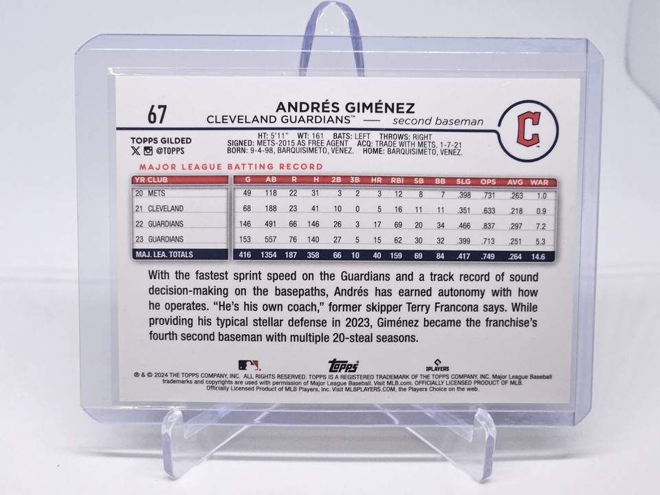 2024 Topps Gilded Collection Andres Gimenez Goldwave /75 | eBay