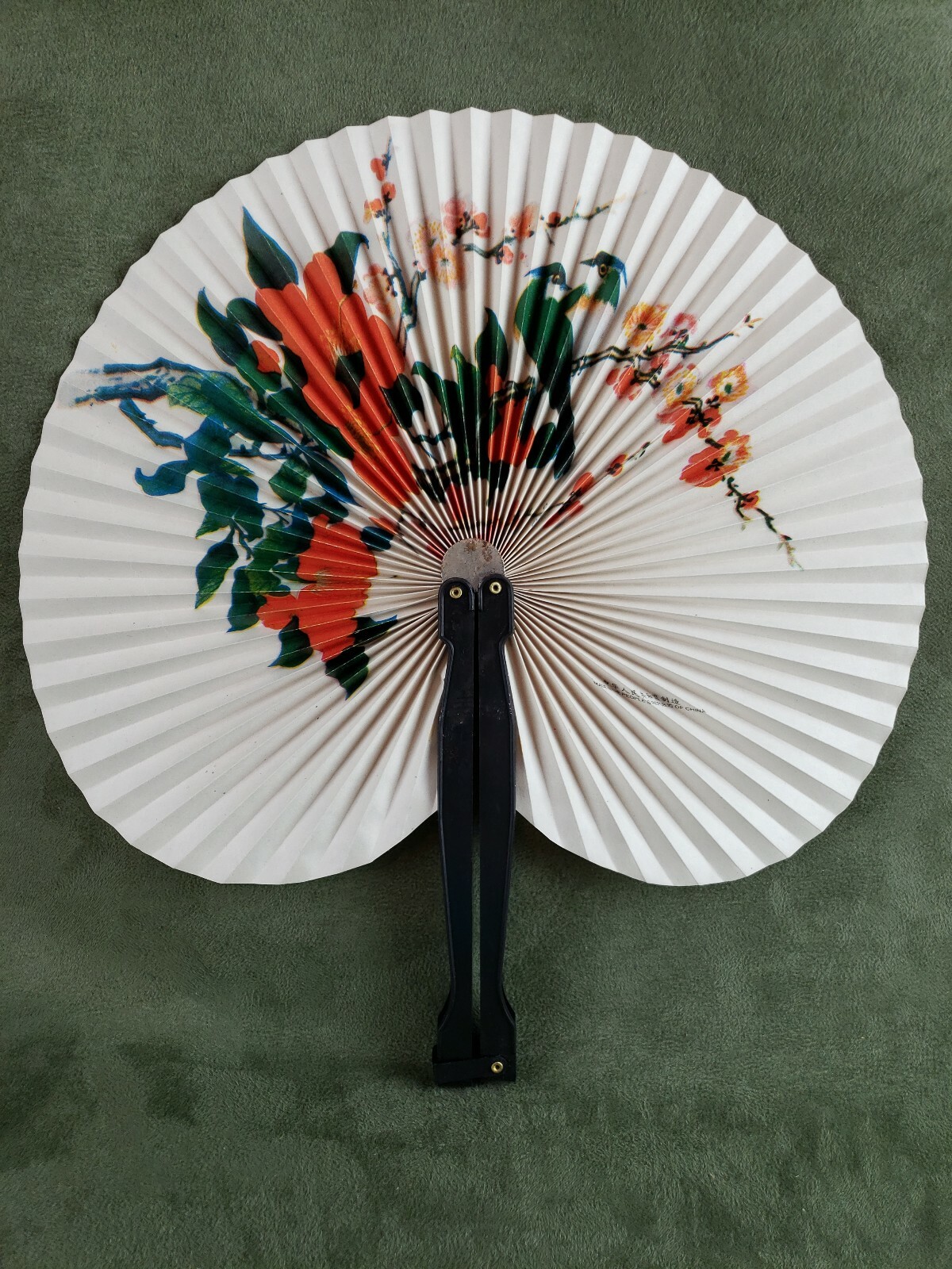 Vintage Peacock Pocket Paper Folding Fans Chinese Birds in box ...