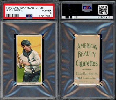 T206 Hugh Duffy HOF ~~ PSA 4 VG-EX SHARP ~~ American Beauty 460 back ...