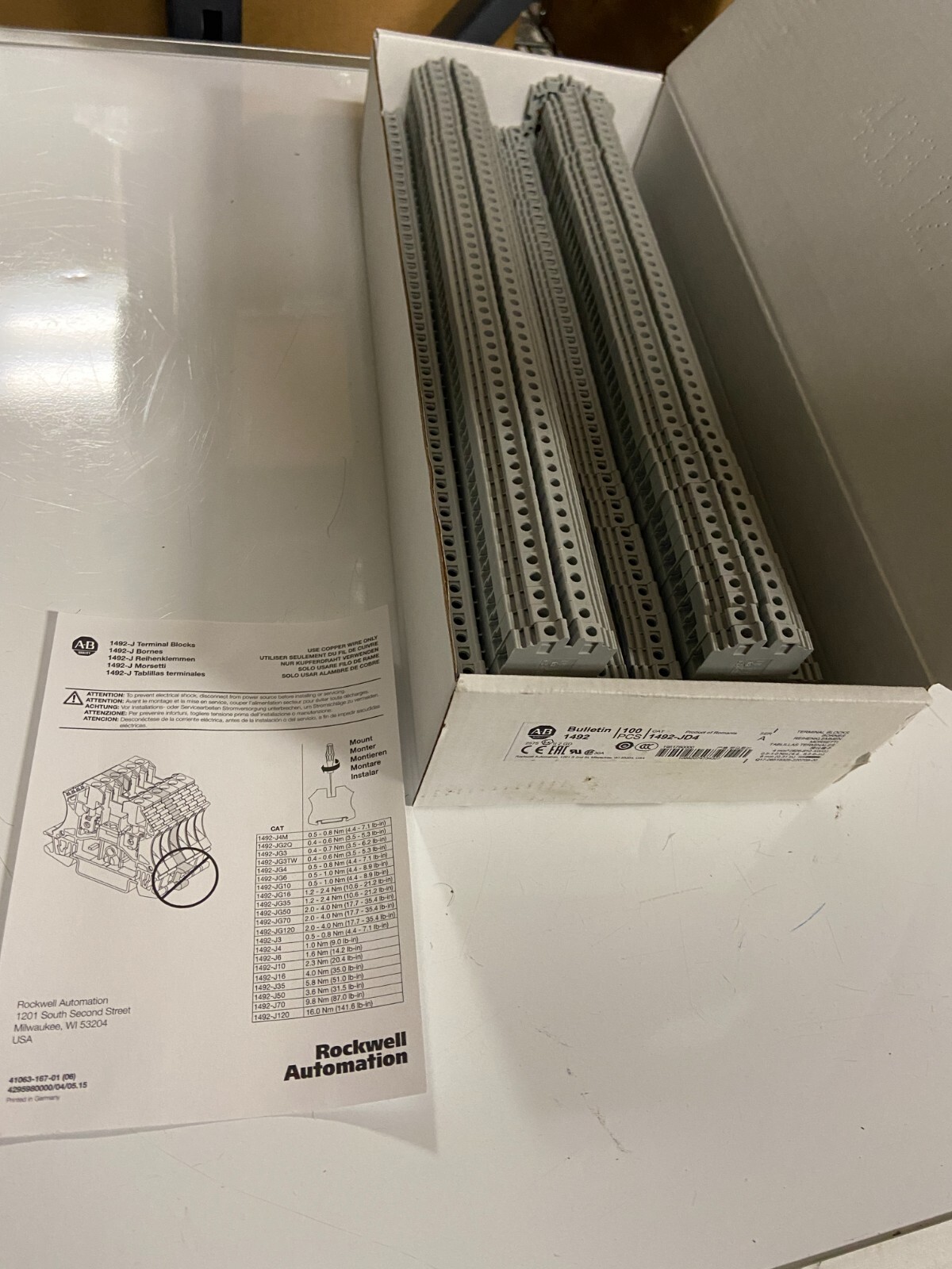 ALLEN BRADLEY 1492-JD4 SER A -PACK OF 100, FEED-THROUGH TERMINAL BLOCK ...