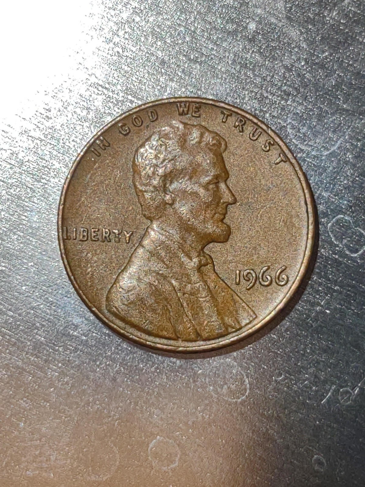 1966 Lincoln Penny, NO MINT MARK, ‘L’ on Edge, CURVED Y IN LIBERTY ...