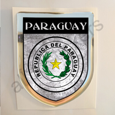 Paraguay Sticker Coat of Arms Resin Domed Stickers Grunge Flag 3D ...