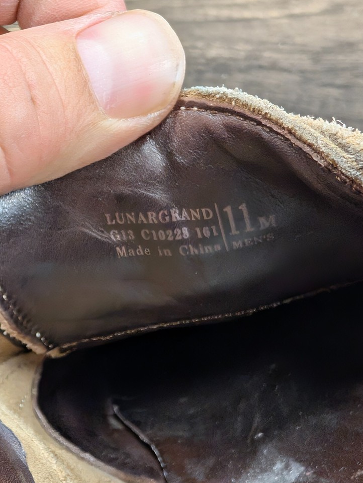 Cole Haan Lunargrand Milkshake Tan Khaki Suede Wingtip Oxfords Mens ...