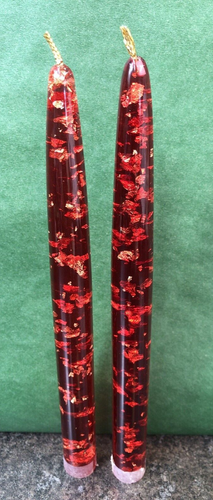 Vintage Lucite Red Candlesticks Gold Flake 1960’s Foil Tapered No-Burn ...