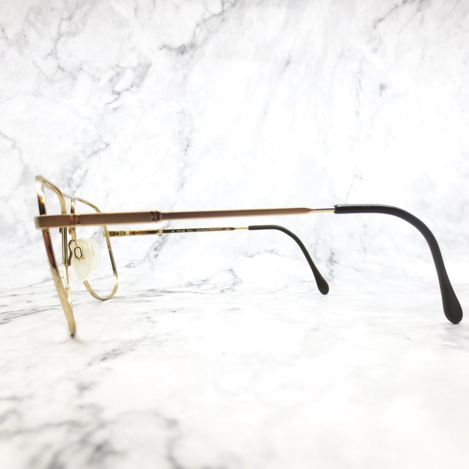 Luxottica neil Eyeglasses Frames blue Gold Square Full Rim 58-17-145 | eBay