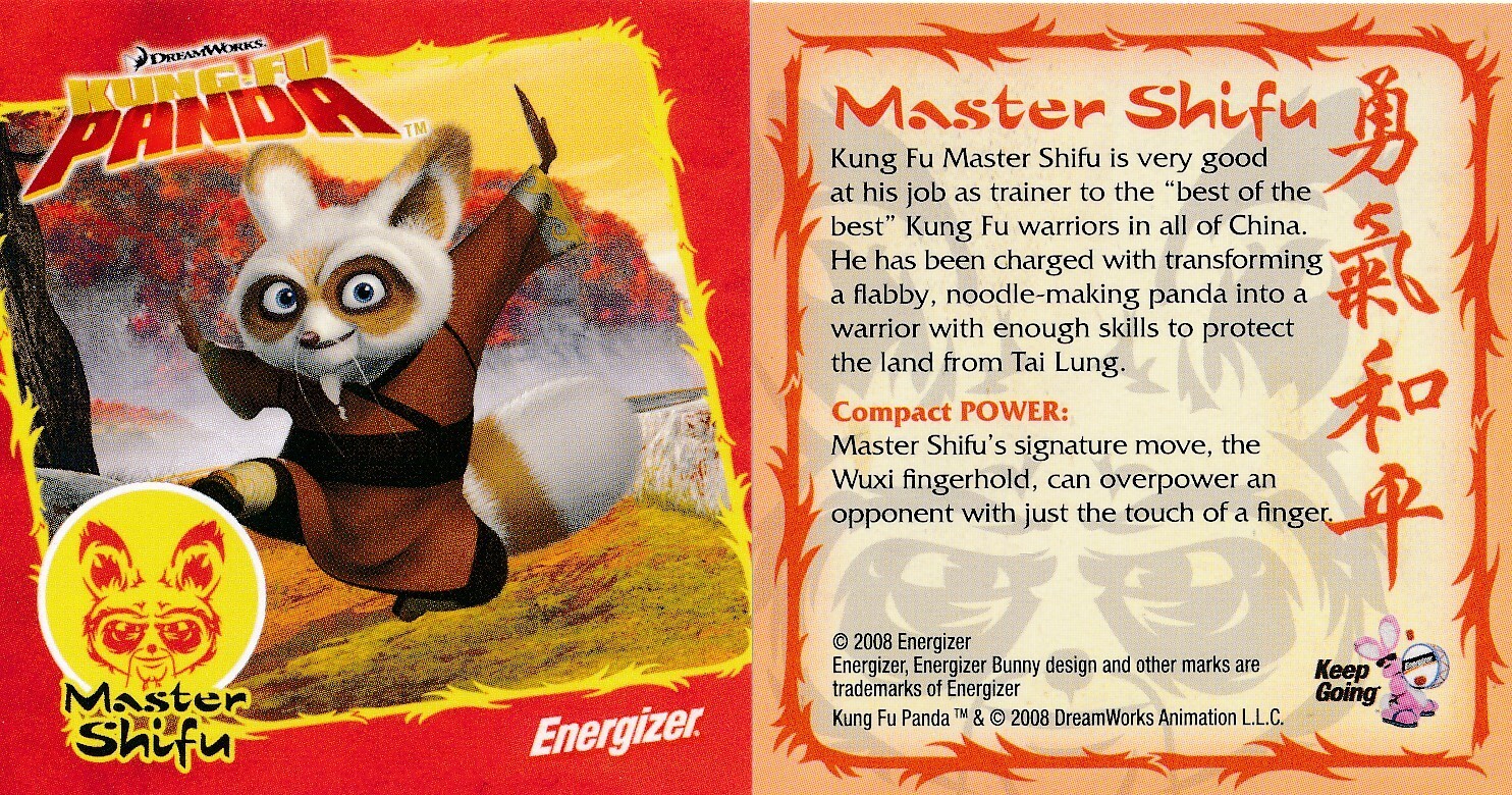 Kung Fu Panda Energizer Promo Mini Card 2x2" Single Master Shifu 2008 ...
