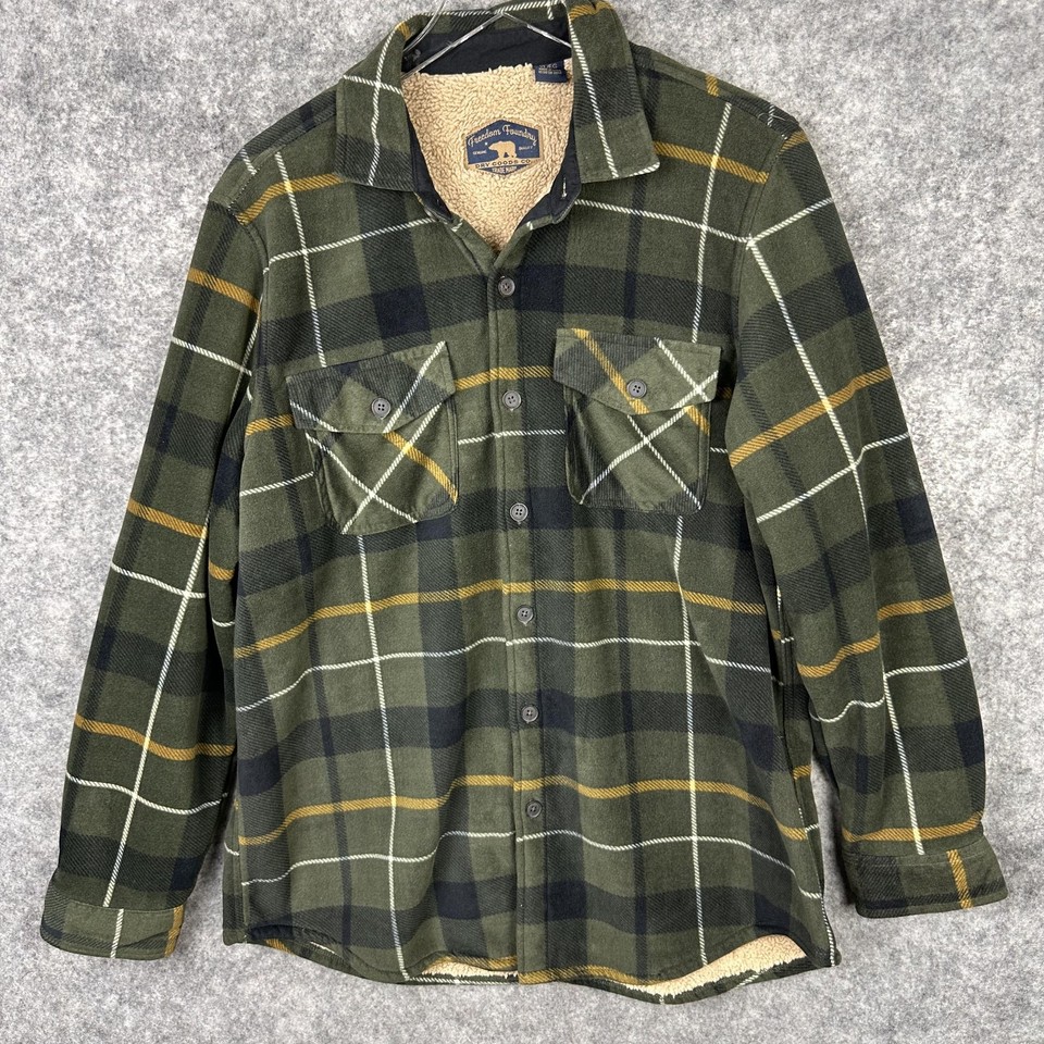Freedom Foundry Shirt Mens XL Green Black Plaid Faux Sherpa Lined ...