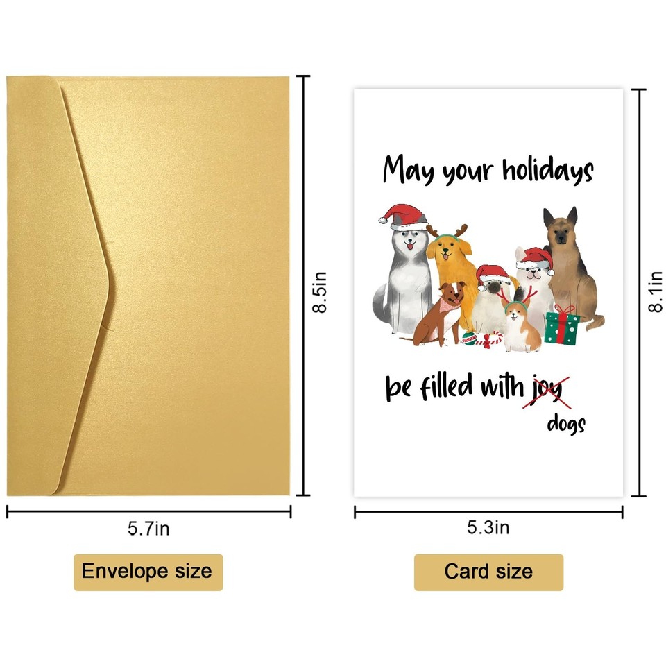 Funny Dogs Christmas Card, Holiday Card for Dog Lover, Puppy Xmas Card ...