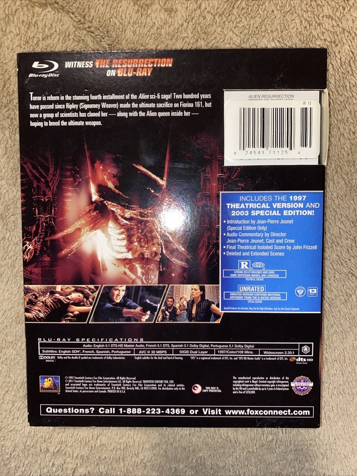 Alien Resurrection (Blu-ray, 1997) With Slipcover Ultra Rare ...