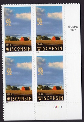 Scott #3206 Wisconsin Plate Block of 4 Stamps - MNH | eBay