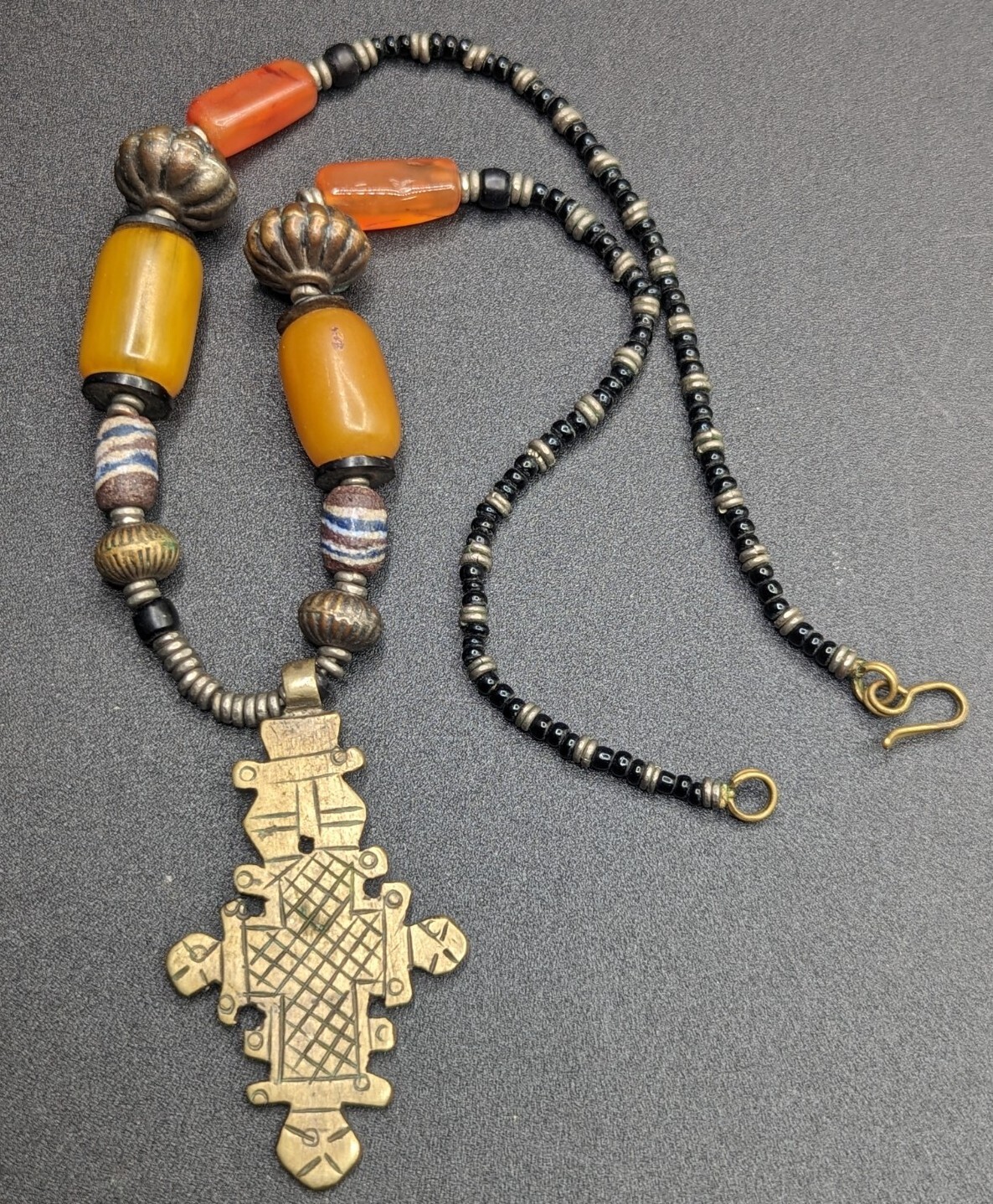 Ethiopian African Coptic Cross Metal Pendant Trade Be… - Gem